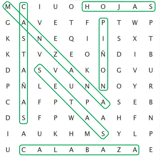 Los juegos de Rosaleda Kids Club: sopa de letras de otoño